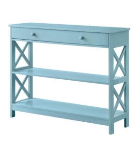 convenience concepts oxford 1 drawer console table with shelves, sea foam blue