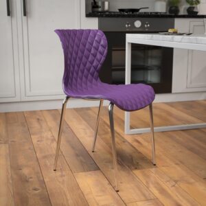 Flash Furniture Lowell Contemporary Design Purple Plastic Stack Chair