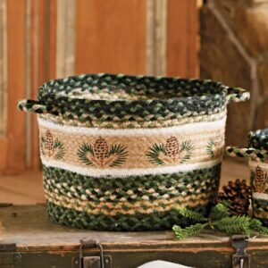 black forest decor pinecone braided utility basket - medium