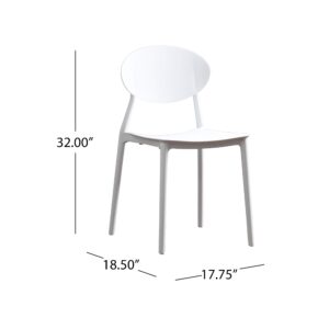 Christopher Knight Home 306512 Brynn Outdoor Plastic Chairs (Set of 2), White