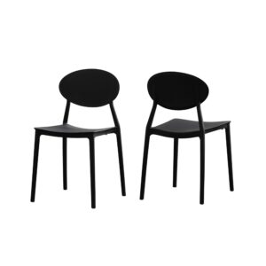 christopher knight home brynn outdoor plastic chairs (set of 2), black