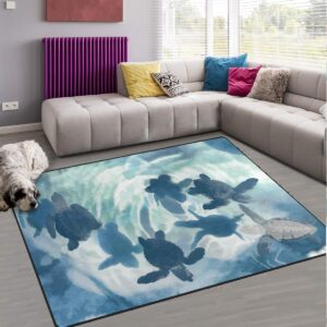 naanle ocean animal non slip area rug for living dinning room bedroom kitchen, 5' x 7'(58 x 80 inches), cute sea turtle nursery rug floor carpet yoga mat