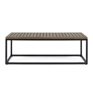 christopher knight home drew outdoor industrial acacia wood and iron bench, gray, grey finish/black metal