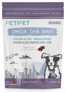 petipet omega 3 vegan chew treats for dogs - epa & dha - itchy skin, soft & shiny coat, shedding, mange & hot spots treatment, joint inflammation, heart & brain health natural dog supplement