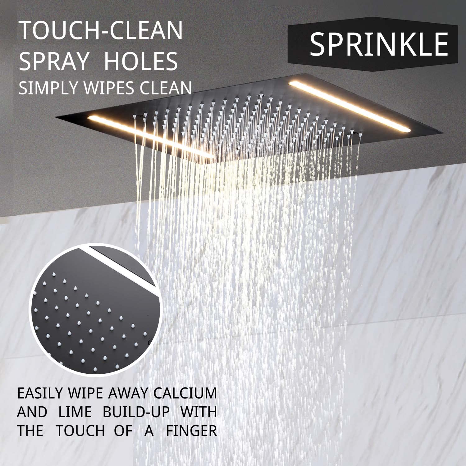 LightInTheBox Contemporary Rain Shower Head LED Rectangular Shower Head Stainless steel Overhead Rainfall Massage LED Top Sprayer