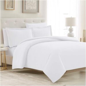 mellanni duvet cover set - 5 pc iconic collection bedding set - hotel luxury, extra soft & cooling - microfiber - button closure and corner ties (king, white)