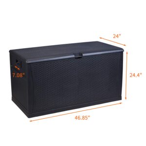 KOOLWOOM Deck Box, 120-Gallon Patio Outdoor Plastic Storage 47.2" L x 24.01" W x 24.80" H Waterproof Black