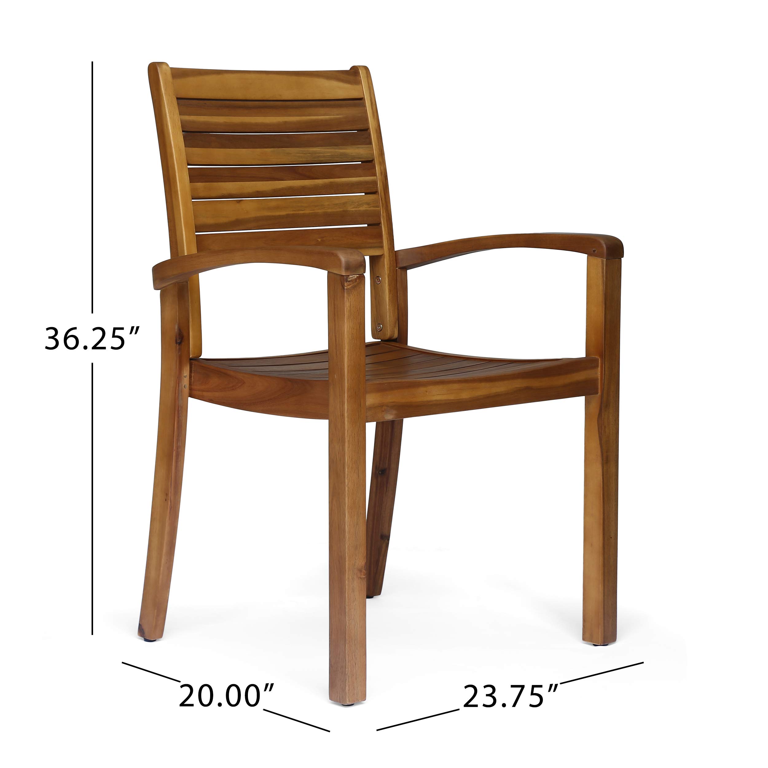 Christopher Knight Home Watts Outdoor Acacia Wood Dining Chairs, Teak Finish (Set of 2)