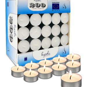 Hyoola Tea Lights Candles - 200 Bulk Candles Pack - Tea Candles Unscented- European Made Tealight Candles