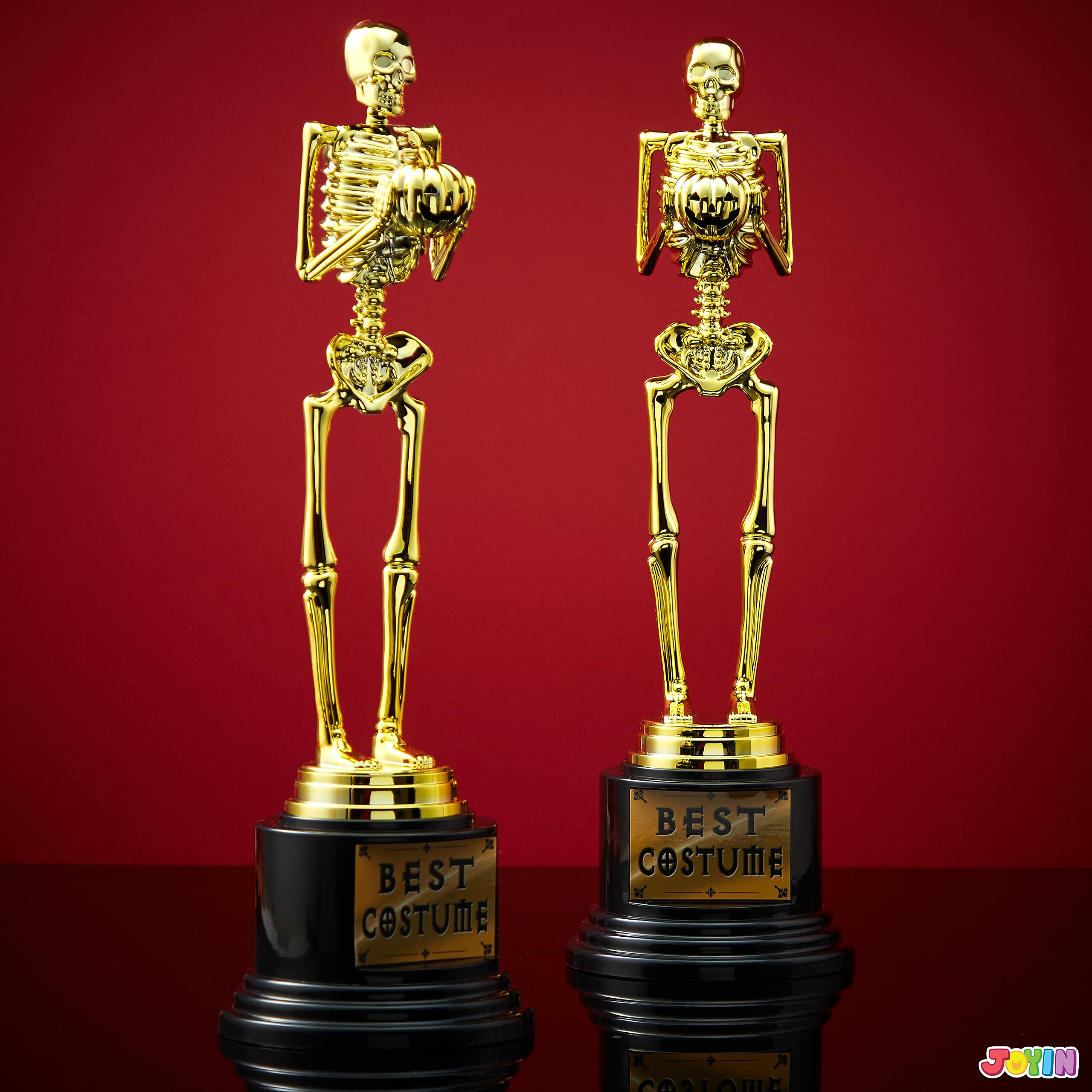 JOYIN 2 PCS Halloween Trophy Awards Best Costume Skeleton 11.25 X 3.5 for Halloween Medals Party Favor Prizes, Trick or Treat, Costume Contest Trophy, School Classroom Rewards, Treats for Kids