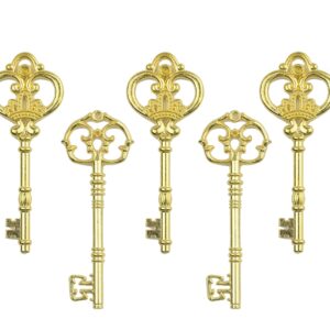 makhry mixed 20 extra large gold finish skeleton keys rustic key for wedding decoration favor(gold)