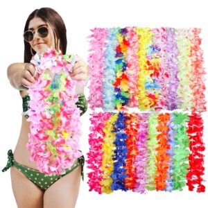 tsmjuwnd hawaiian leis 50 counts hawaii flower leis for adults and kids luau party decorations