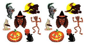 beistle vintage halloween classic cutouts 14 piece, 9.5" - 16", multicolor