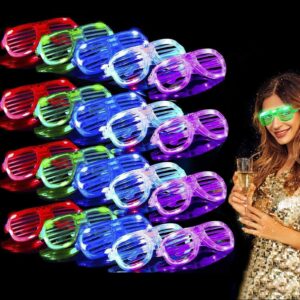 20 pack led glasses new years eve party supplies, 6 colors light up glasses shutter shades glow sticks glasses led party sunglasses kids/adults glow in dark new years 2025 party favors neon glow toys