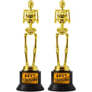 joyin 2 pcs halloween trophy awards best costume skeleton 11.25 x 3.5 for halloween medals party favor prizes, trick or treat, costume contest trophy, school classroom rewards, treats for kids