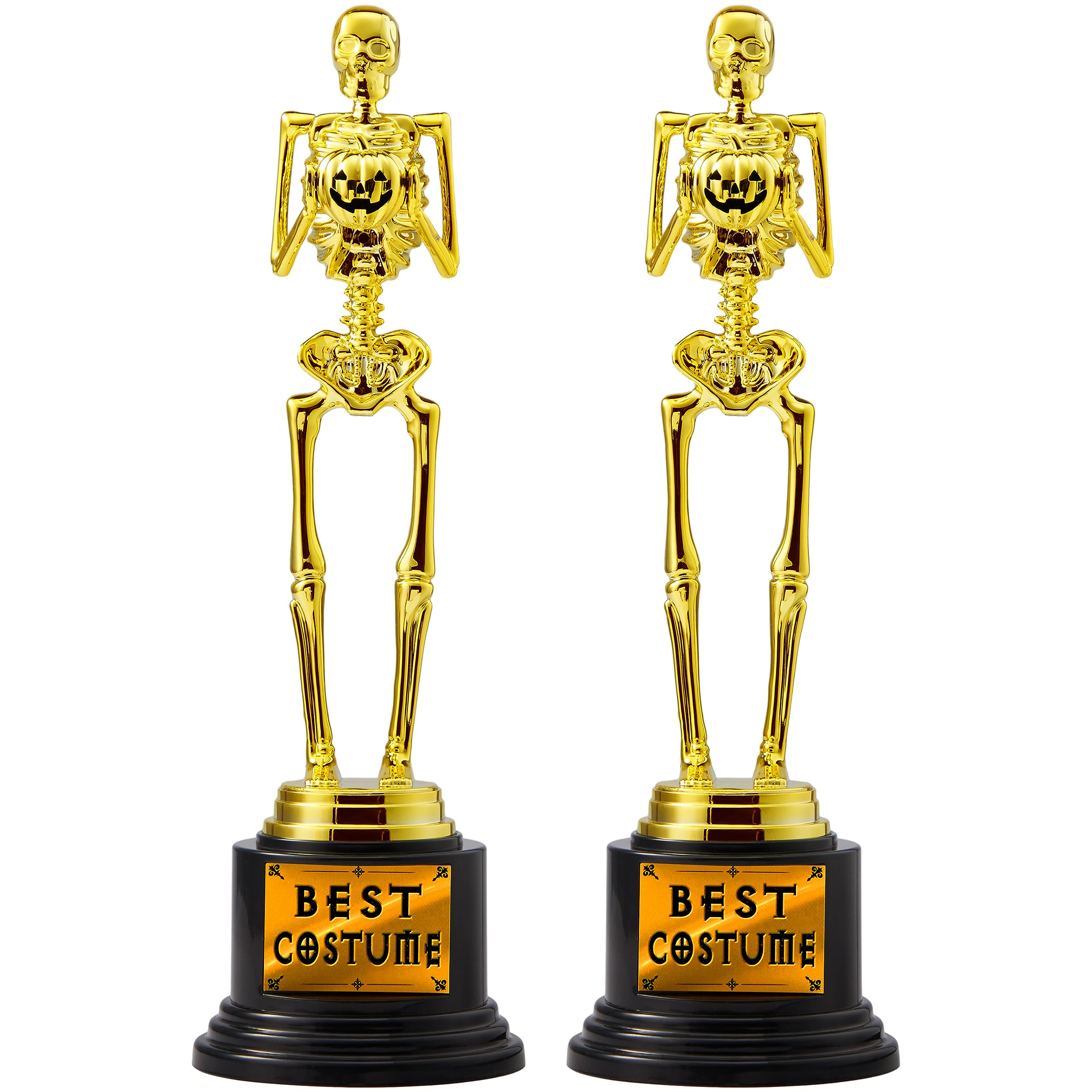 JOYIN 2 PCS Halloween Trophy Awards Best Costume Skeleton 11.25 X 3.5 for Halloween Medals Party Favor Prizes, Trick or Treat, Costume Contest Trophy, School Classroom Rewards, Treats for Kids