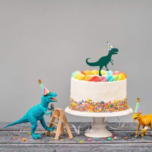 Birthday Dinosaur Acrylic Cake Topper for Any Birthday Party - Trex, Tyrannosaurus Rex Party Hat Polka Dot