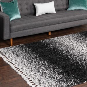 Unique Loom Hygge Shag Collection Area Rug - Gradient (9' x 12' 2" Rectangle, Blue/ Beige)