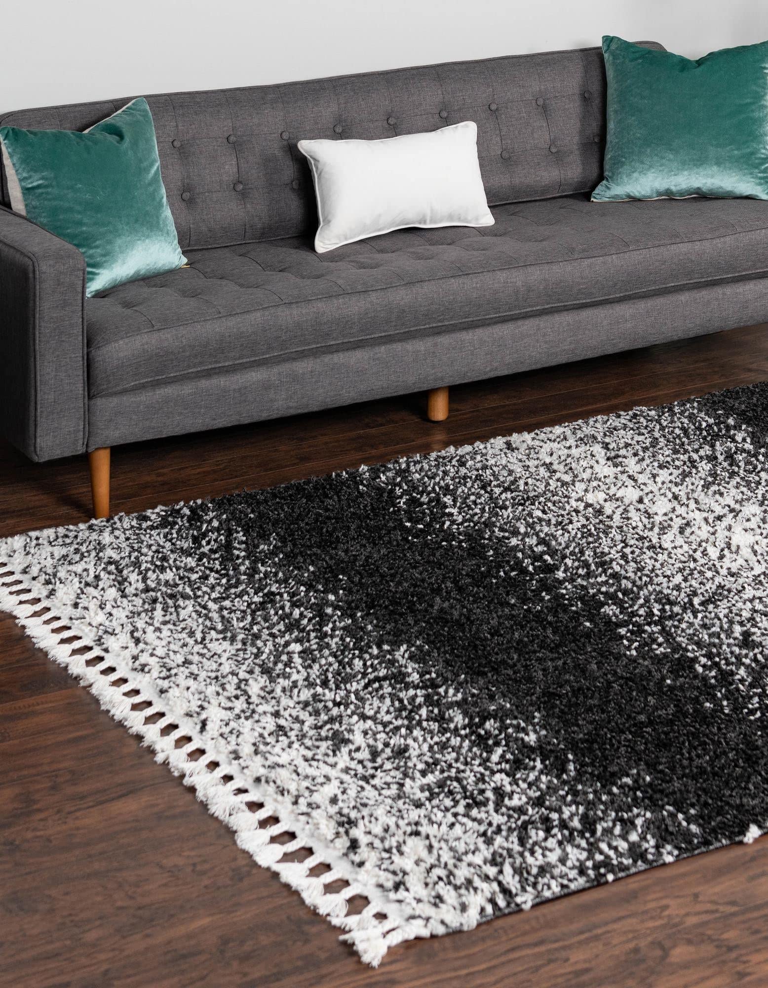 Unique Loom Hygge Shag Collection Area Rug - Gradient (9' x 12' 2" Rectangle, Blue/ Beige)