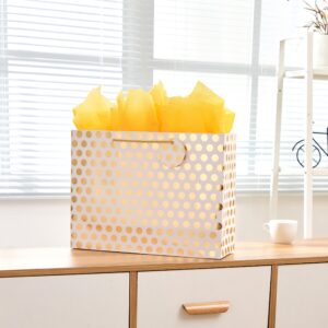 Bobobag 4 Pack 16.5" Extra Large Gift Bags with Tissue Paper for Mother's Day, Birthday Presents (gold polka dot)