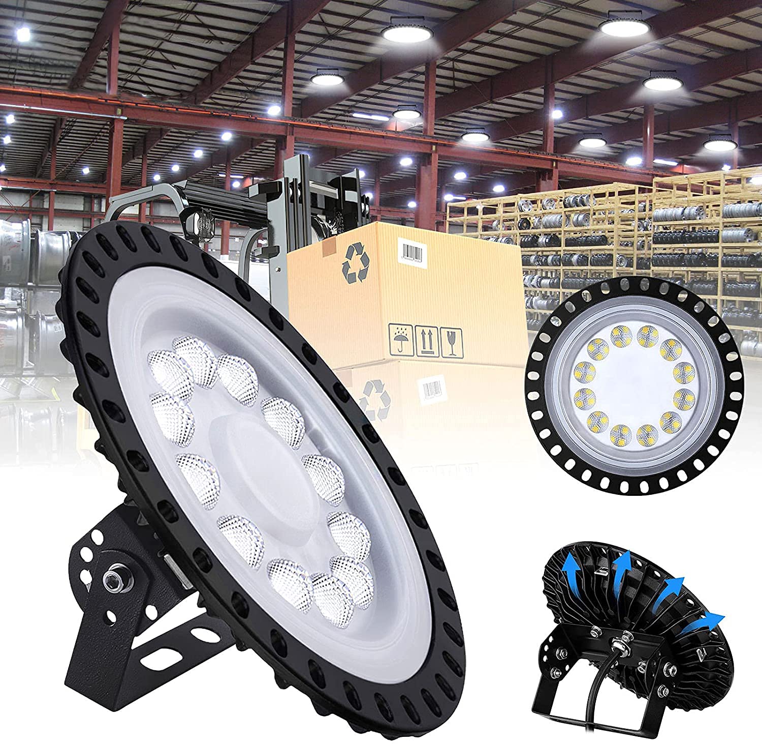 UFO LED High Bay Lights 50W,Super Bright 5000LM High Bay LED Shop Lights,6500K Daylight High Bay LED Lights,Waterproof High Bay Lighting,LED High Bay Light for Factory Warehouse Workshop