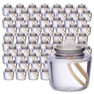 hollowick disposable liquid candles, 12 hour, for use in glass votive tealight lamp holders, restaurant wedding table top lights, child resistant closures, 144 pieces, clear fuel oil hd12tall