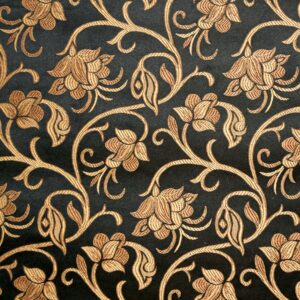 Black & Antique Gold Floral Brocade Fabric, Jacquard Fabric, Fabric by The Yard, 29 Inches Wide