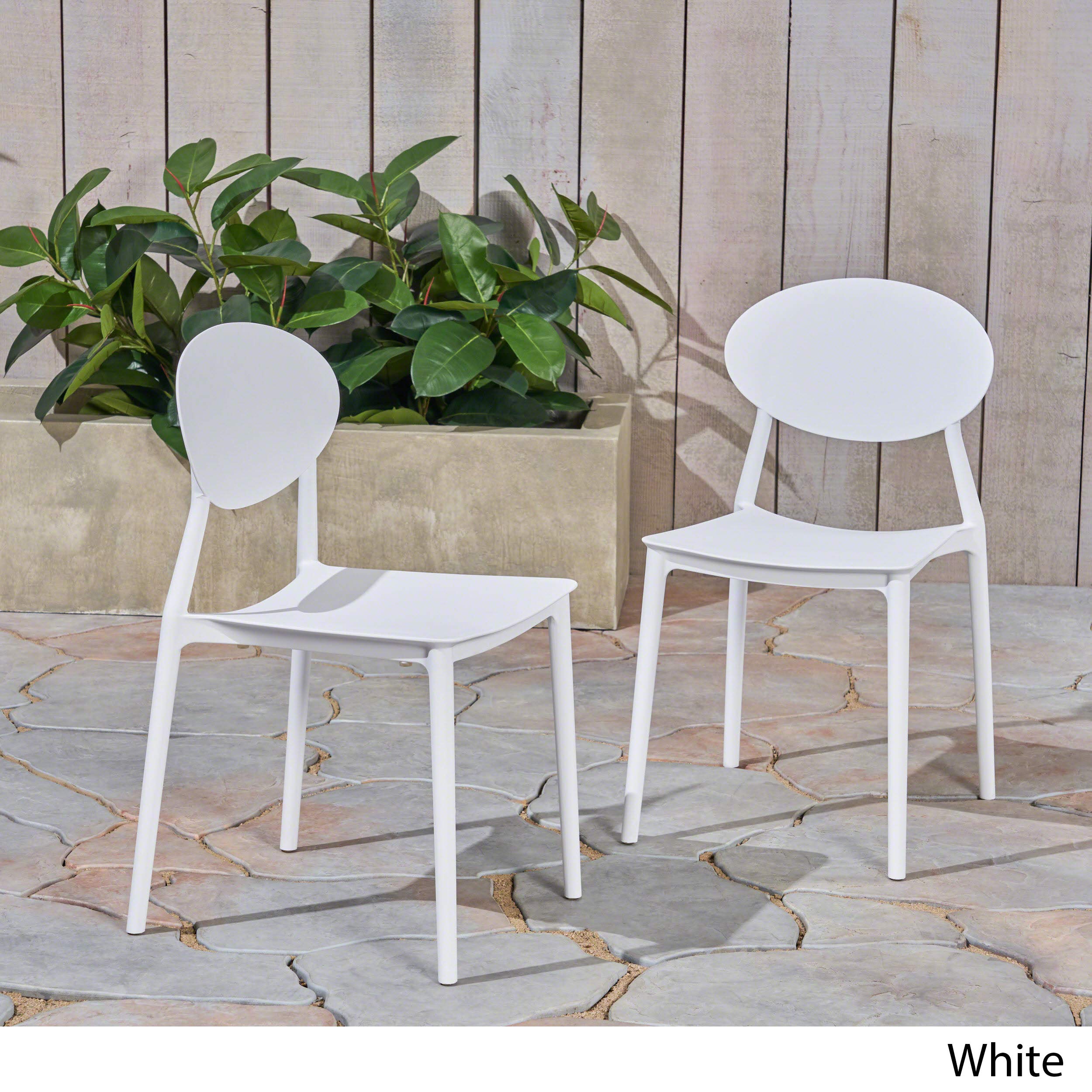 Christopher Knight Home 306512 Brynn Outdoor Plastic Chairs (Set of 2), White