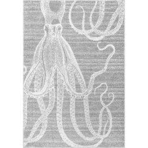 nuLOOM Thomas Paul Power loomed Octopus Area Rug, 9x12, Grey