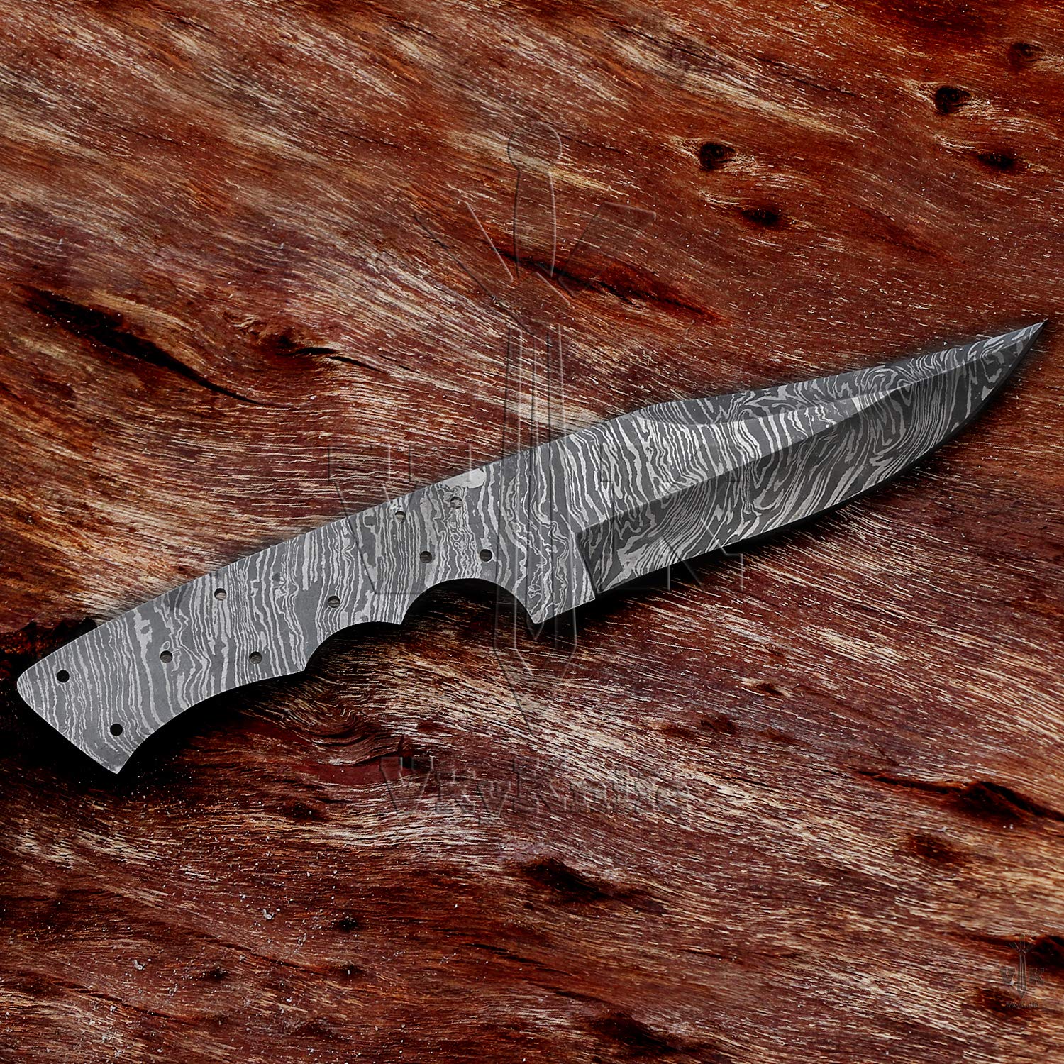 JNR Traders Damascus Steel Hunting Knife Blank Blade for Knife Making Supplies Diy Full Tang Fixed Blade 2173