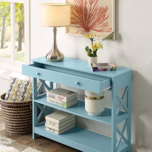 Convenience Concepts Oxford 1 Drawer Console Table with Shelves, Sea Foam Blue