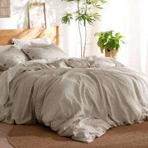 bedsure linen duvet cover king - linen cotton blend duvet cover set, linen color, 3 pieces, 1 duvet cover 104 x 90 inches and 2 pillowcases, comforter sold separately