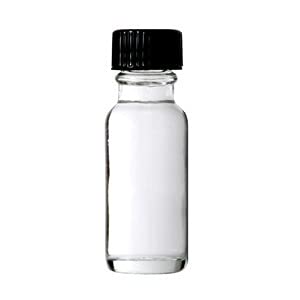 ananda 144 pcs, 15ml [1/2 oz] empty clear boston round glass bottle with phenolic polycone liner caps