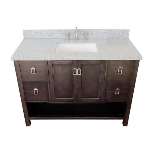 Bellaterra Home Monterey 49" Rectangle Sink Solid Wood Vanity in Brown/Gray Granite Stone