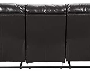 Signature Design by Ashley Kempten Faux Leather Manual Reclining Sofa with High Back and Blue LED Lighting, Black