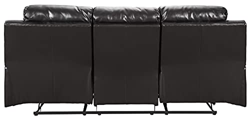 Signature Design by Ashley Kempten Faux Leather Manual Reclining Sofa with High Back and Blue LED Lighting, Black