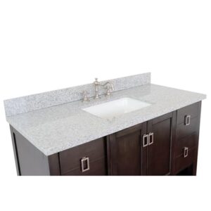 Bellaterra Home Monterey 49" Rectangle Sink Solid Wood Vanity in Brown/Gray Granite Stone