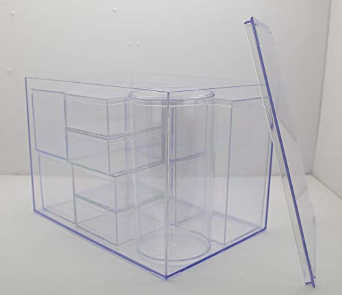 Clear Large Rigid Plastic Box 12 1/2" x 8 1/2" x 8 1/2" with Variety Boxes Inside (Round 4 1/4" Dia, 8" X 4" Rectangle, and 4" x 4" Square and Others)