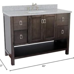 Bellaterra Home Monterey 49" Rectangle Sink Solid Wood Vanity in Brown/Gray Granite Stone