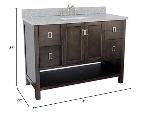 Bellaterra Home Monterey 49" Rectangle Sink Solid Wood Vanity in Brown/Gray Granite Stone