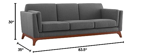 Modway Chance Mid-Century Modern Upholstered Fabric Sofa In Gray