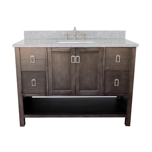 Bellaterra Home Monterey 49" Rectangle Sink Solid Wood Vanity in Brown/Gray Granite Stone