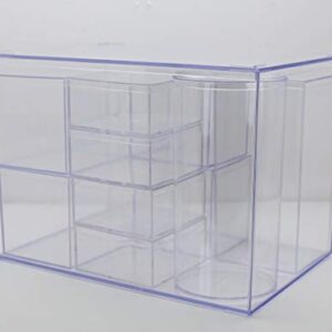 Clear Large Rigid Plastic Box 12 1/2" x 8 1/2" x 8 1/2" with Variety Boxes Inside (Round 4 1/4" Dia, 8" X 4" Rectangle, and 4" x 4" Square and Others)