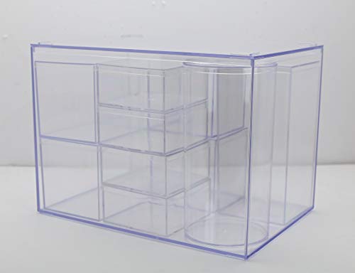 Clear Large Rigid Plastic Box 12 1/2" x 8 1/2" x 8 1/2" with Variety Boxes Inside (Round 4 1/4" Dia, 8" X 4" Rectangle, and 4" x 4" Square and Others)