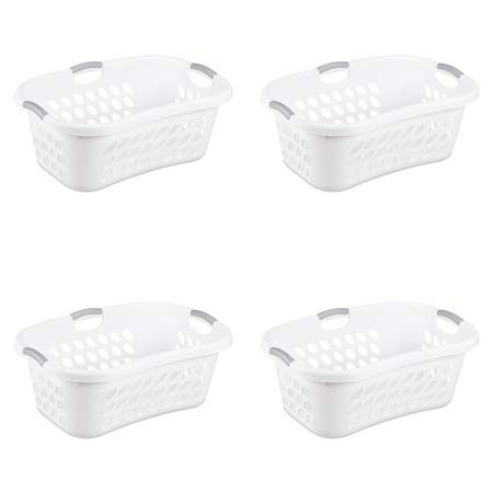 STERILITE 1.25 Bushel Hip Laundry Basket, White (Available in Case of 4 or Single Unit)