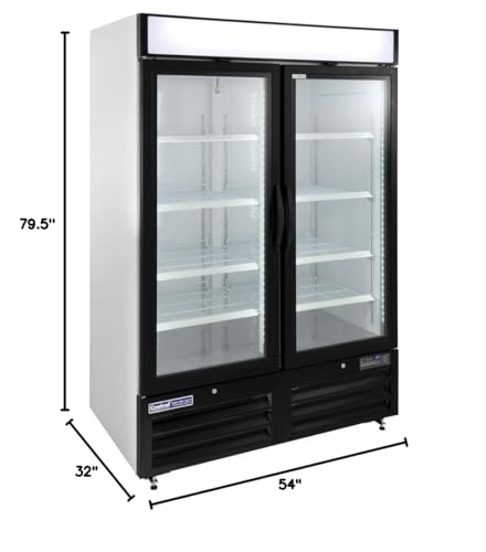 Kratos Refrigeration 69K-718 Commercial Swing Glass Door Merchandiser, 2 Doors, 54" wide, 48cu ft, White Exterior