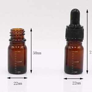 3 Pcs 5ml 0.17oz Empty Refillable Amber Glass Graduated Dropper Bottle Essential Oil Cosmetics Elite Fluid Container Jar Pot Holder with Glass Pipette Dropper