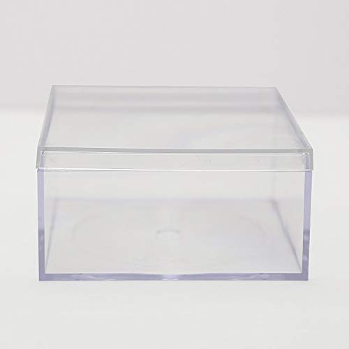 Clear Large Rigid Plastic Box 12 1/2" x 8 1/2" x 8 1/2" with Variety Boxes Inside (Round 4 1/4" Dia, 8" X 4" Rectangle, and 4" x 4" Square and Others)