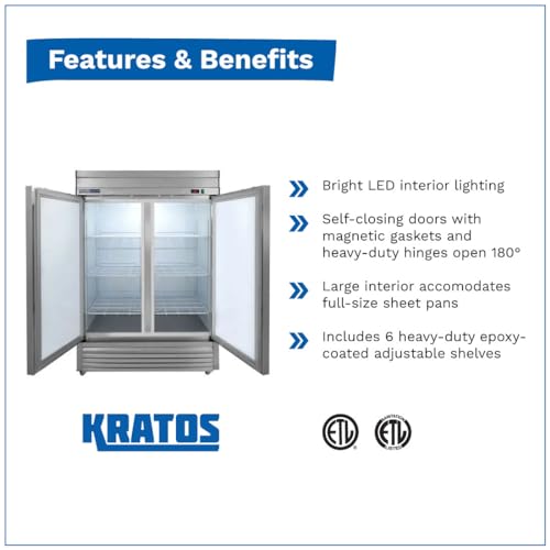 Kratos Refrigeration 69K-773 Commercial 2 Door Reach-in Refrigerator, 49 Cu. Ft., 54" wide