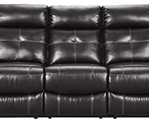 Signature Design by Ashley Kempten Faux Leather Manual Reclining Sofa with High Back and Blue LED Lighting, Black